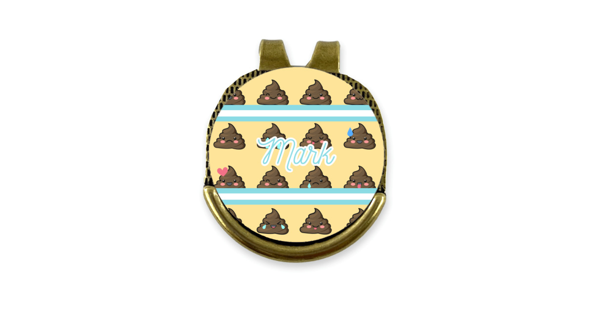 Custom Poop Emoji Golf Ball Marker - Hat Clip - Gold | YouCustomizeIt
