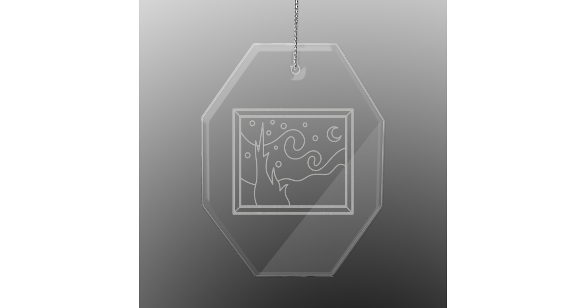 Custom The Starry Night (Van Gogh 1889) Engraved Glass Ornament ...