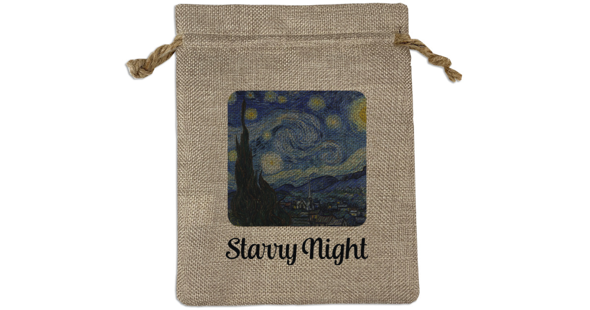 Custom The Starry Night (Van Gogh 1889) Burlap Gift Bag | YouCustomizeIt