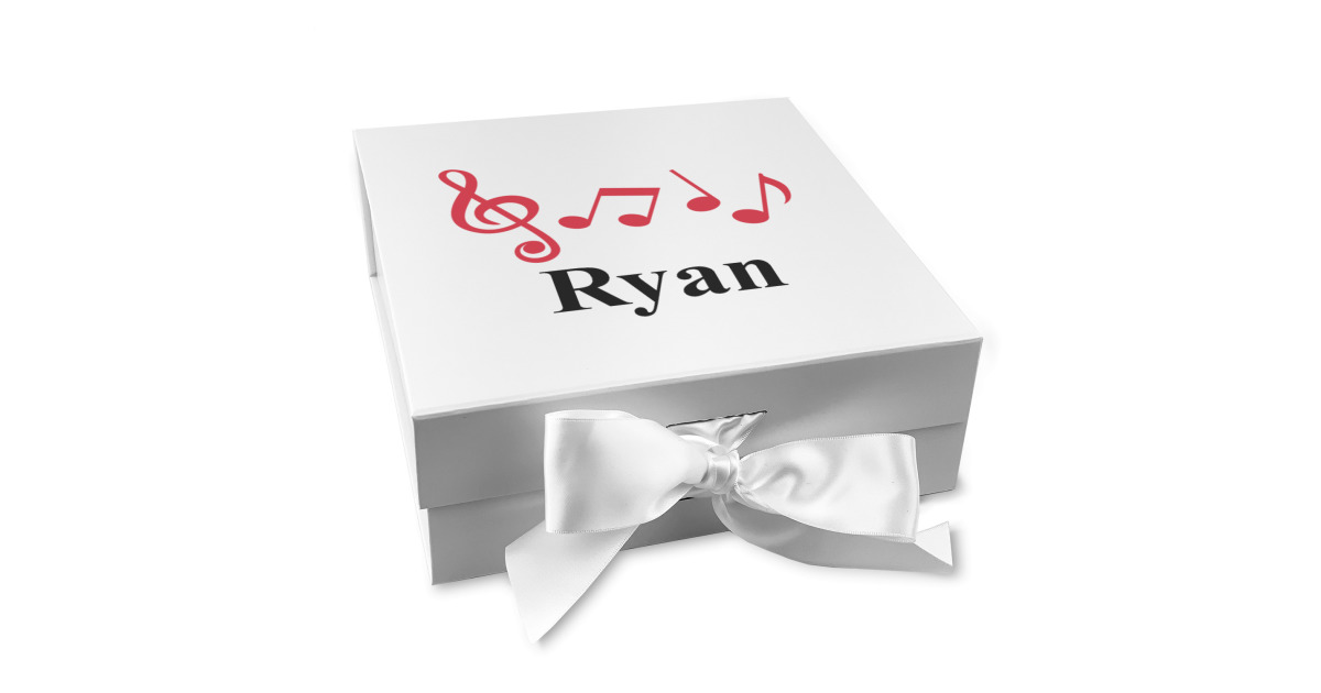 Custom Musical Notes Gift Box with Magnetic Lid - White (Personalized ...