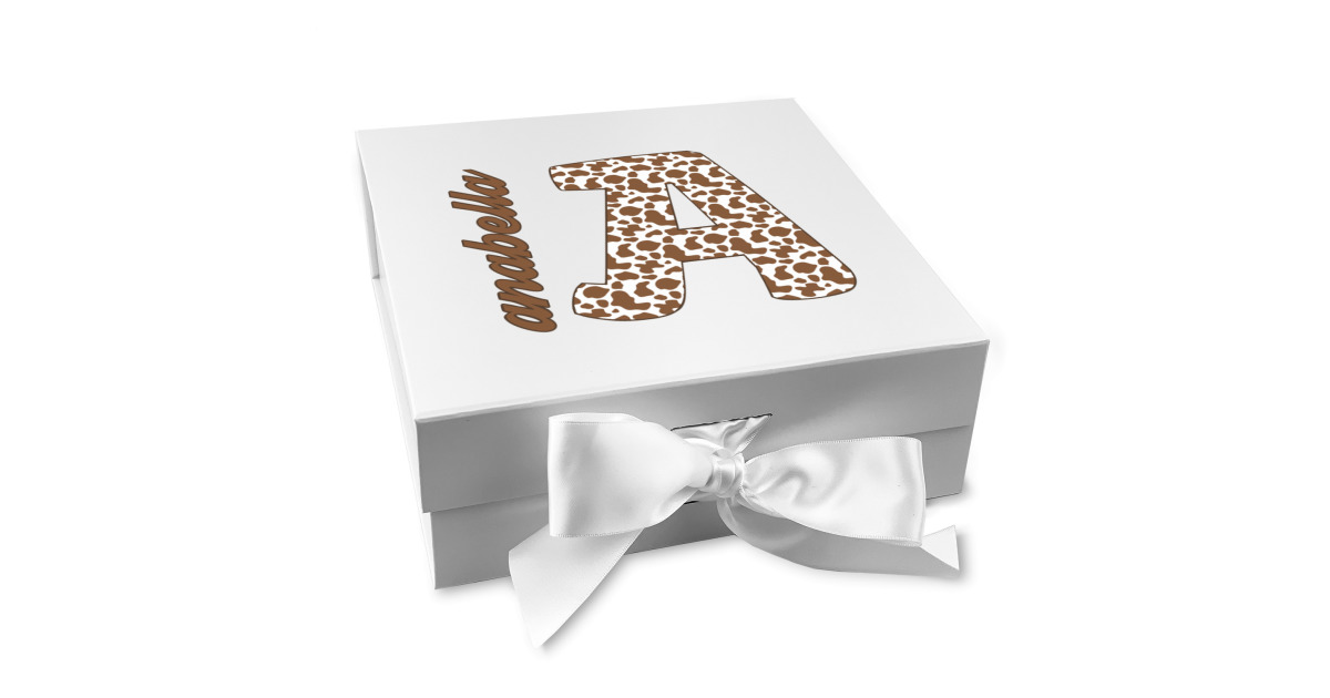 Custom Cow Print Gift Box with Magnetic Lid - White (Personalized ...