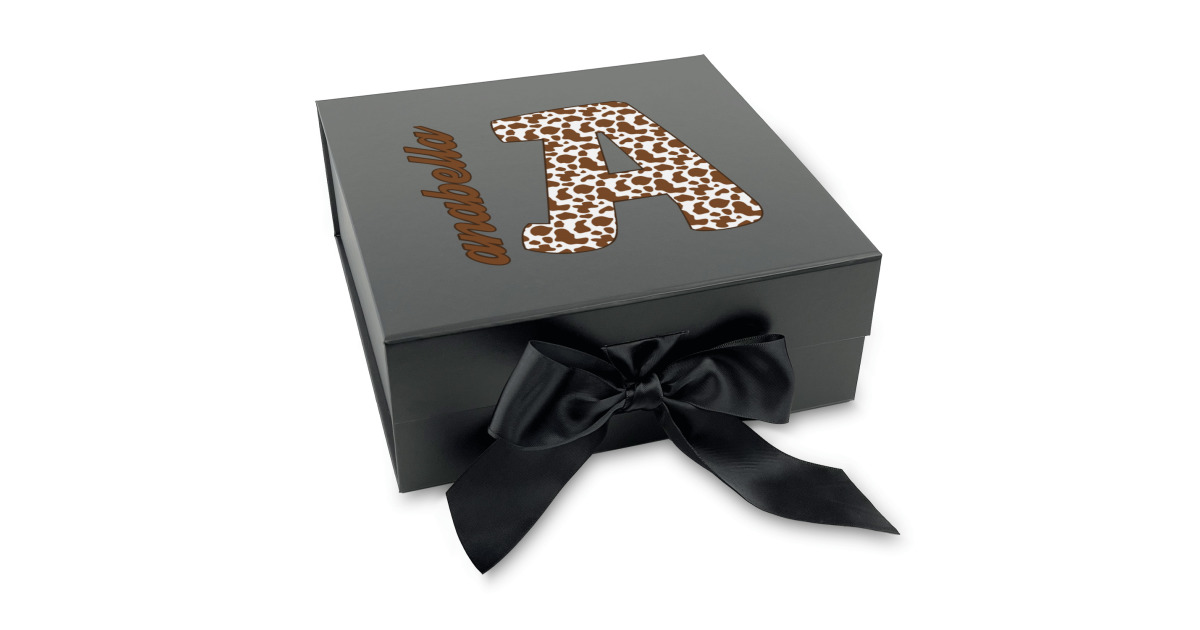 Custom Cow Print Gift Box with Magnetic Lid - Black (Personalized ...