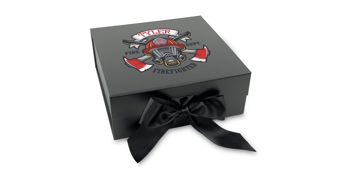 Custom Firefighter Gift Box with Magnetic Lid - Black (Personalized ...