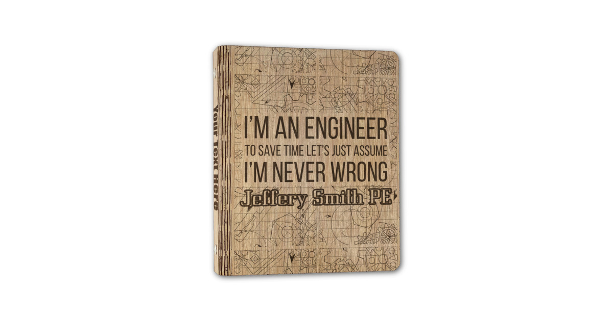 Custom Engineer Quotes Wood 3-Ring Binder - 1" Half-Letter Size ...