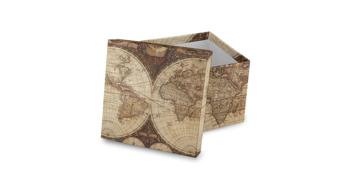 Custom Vintage World Map Gift Box with Lid - Canvas Wrapped ...