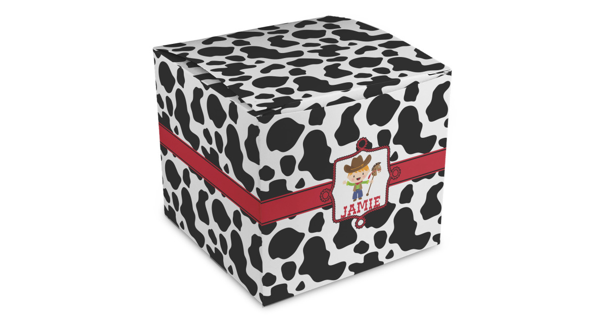 Custom Cowprint w/Cowboy Cube Favor Gift Boxes (Personalized ...