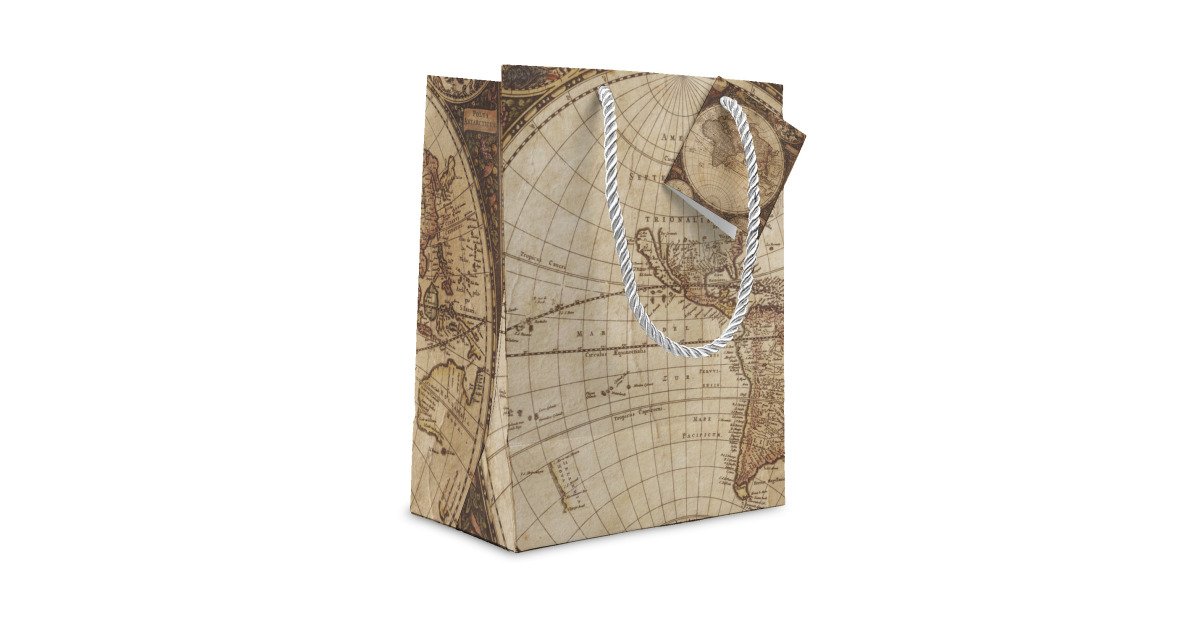 Custom Vintage World Map Gift Bag | YouCustomizeIt