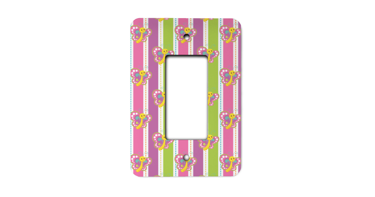 Custom Butterflies & Stripes Rocker Style Light Switch Cover - Single ...