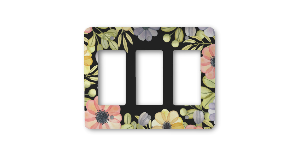 Custom Boho Floral Rocker Style Light Switch Cover - Three Switch ...