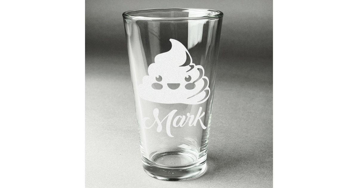 Custom Poop Emoji Pint Glass - Engraved (Personalized) | YouCustomizeIt