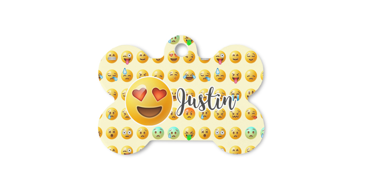 Custom Emojis Bone Shaped Dog ID Tag (Personalized) | YouCustomizeIt