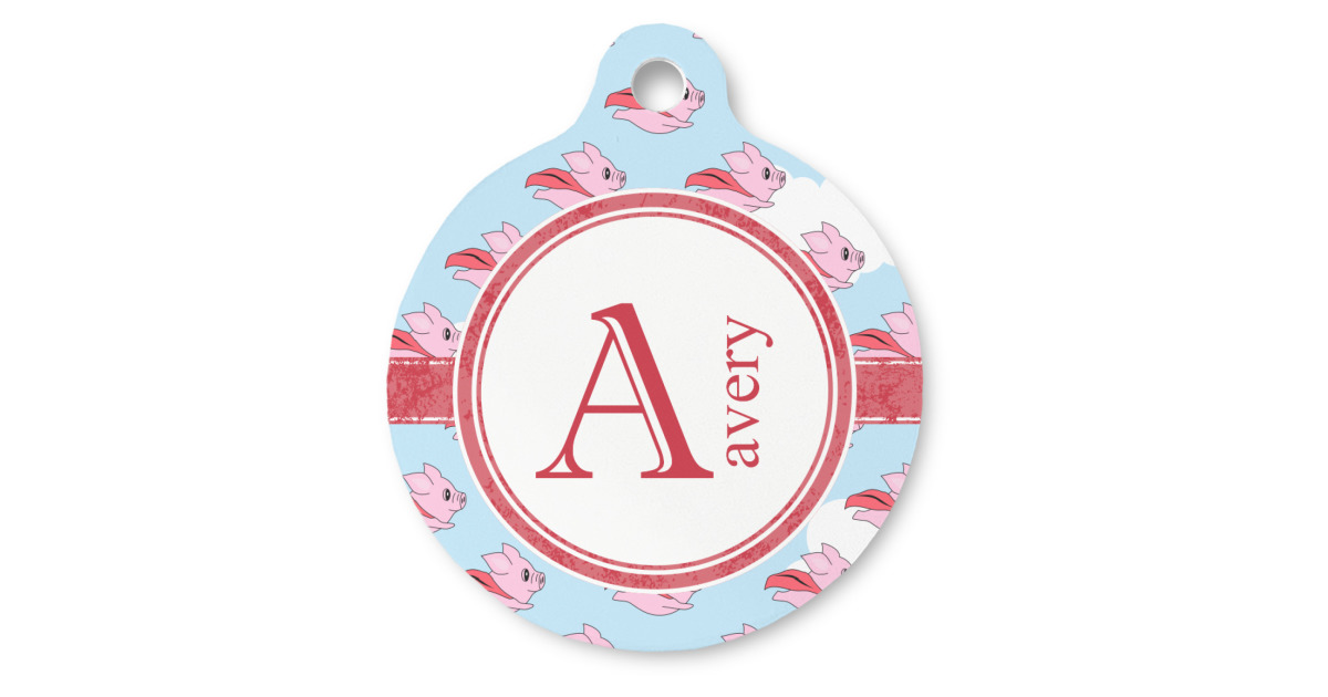 Custom Flying Pigs Round Pet ID Tag (Personalized) | YouCustomizeIt