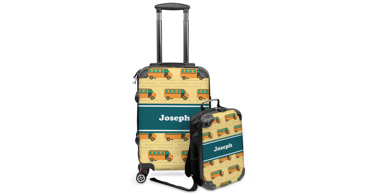 Custom School Bus Kids 2-Piece Luggage Set - Suitcase & Backpack ...