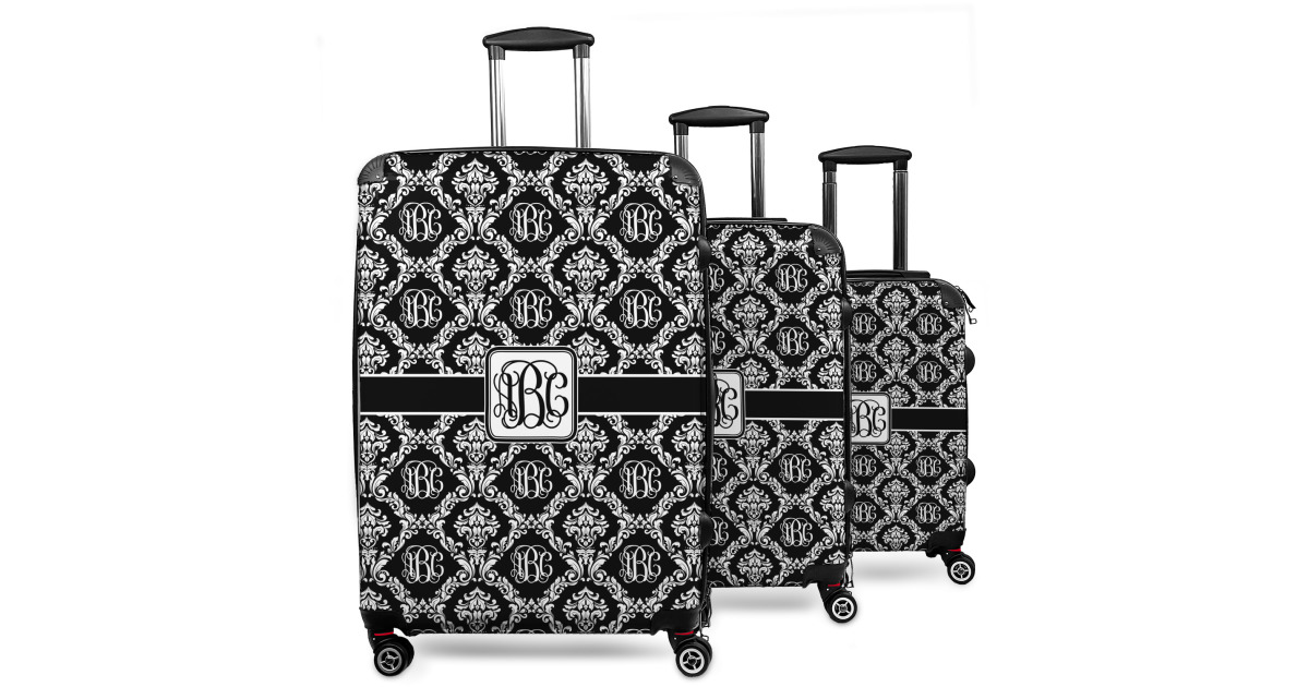 Custom Monogrammed Damask 3 Piece Luggage Set - 20" Carry On, 24 ...