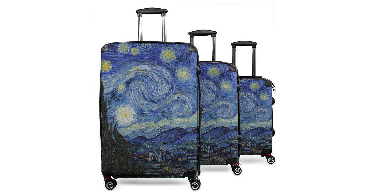 Custom The Starry Night (Van Gogh 1889) 3 Piece Luggage Set - 20" Carry ...