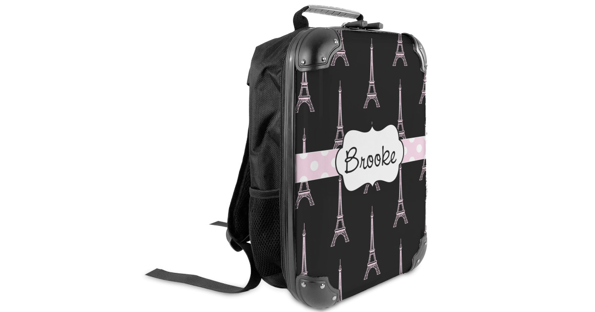 Custom Black Eiffel Tower Kids Hard Shell Backpack (Personalized ...