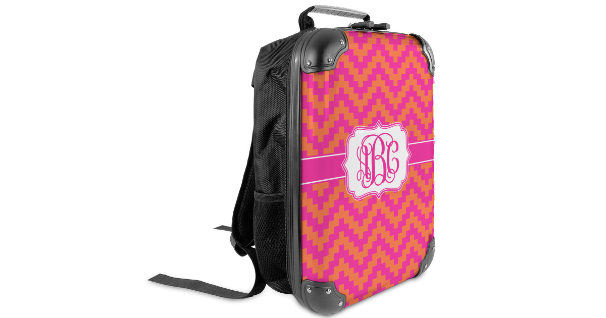 Custom Pink & Orange Chevron Kids Hard Shell Backpack (Personalized ...