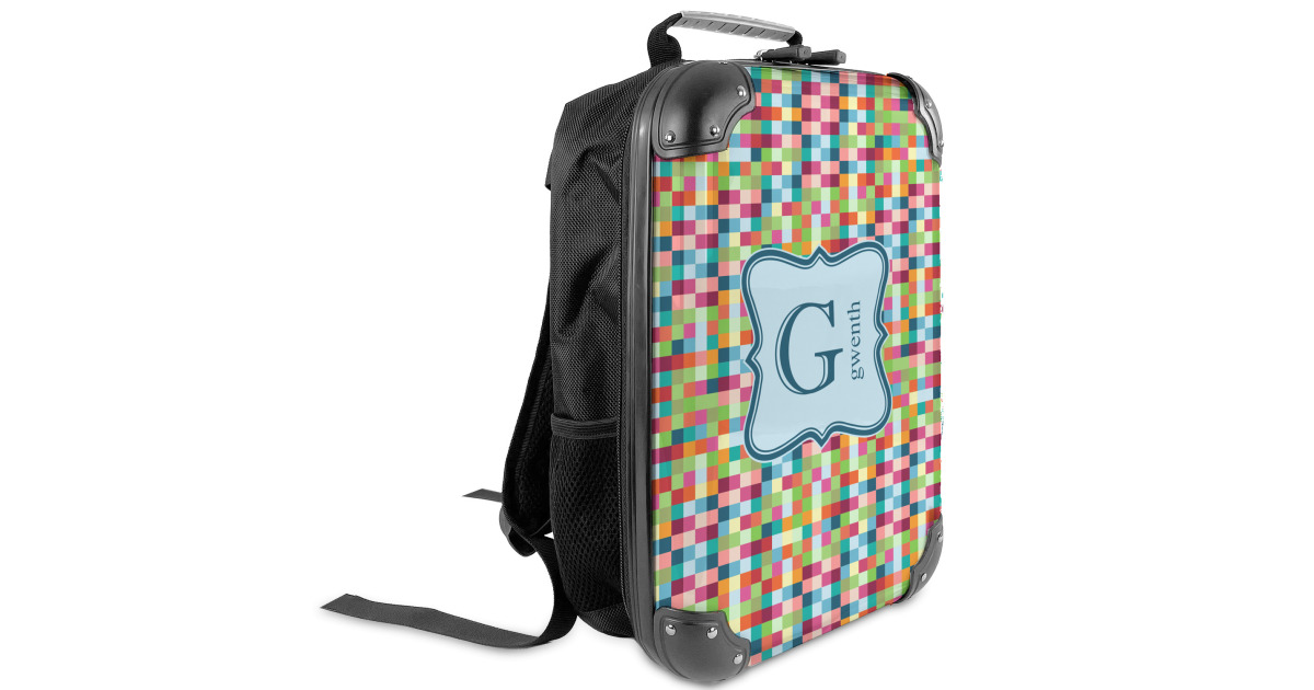 Custom Retro Pixel Squares Kids Hard Shell Backpack (Personalized ...