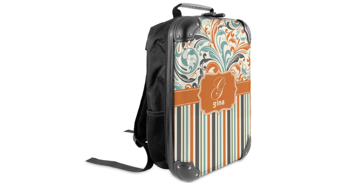 Custom Orange Blue Swirls & Stripes Kids Hard Shell Backpack ...