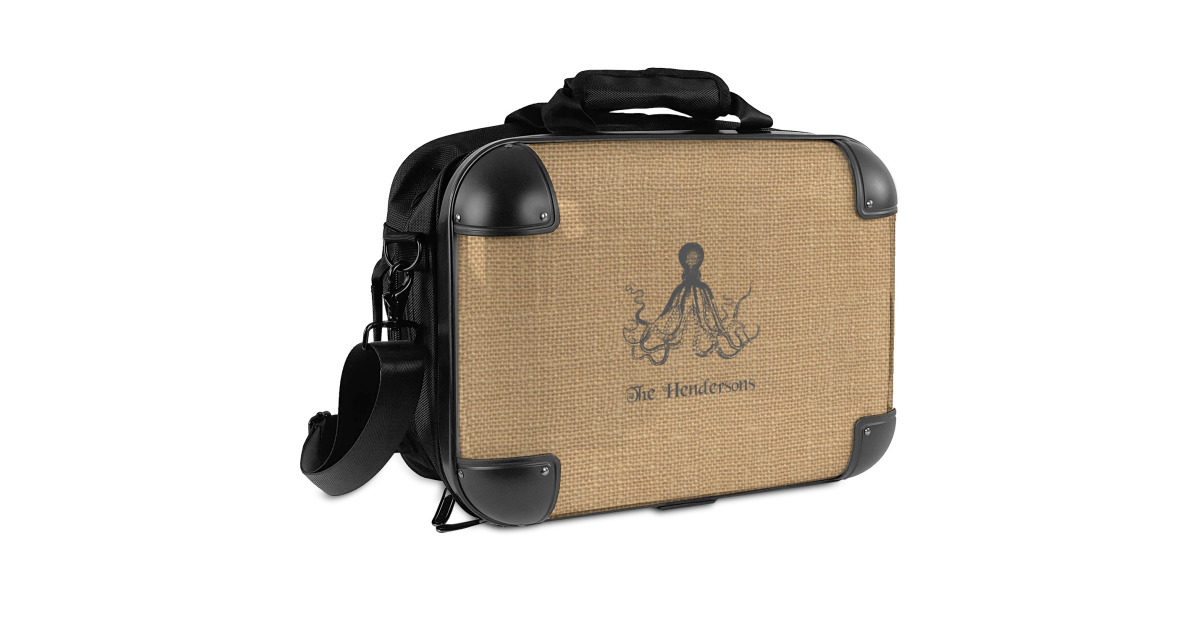 Custom Octopus & Burlap Print Hard Shell Briefcase (Personalized ...
