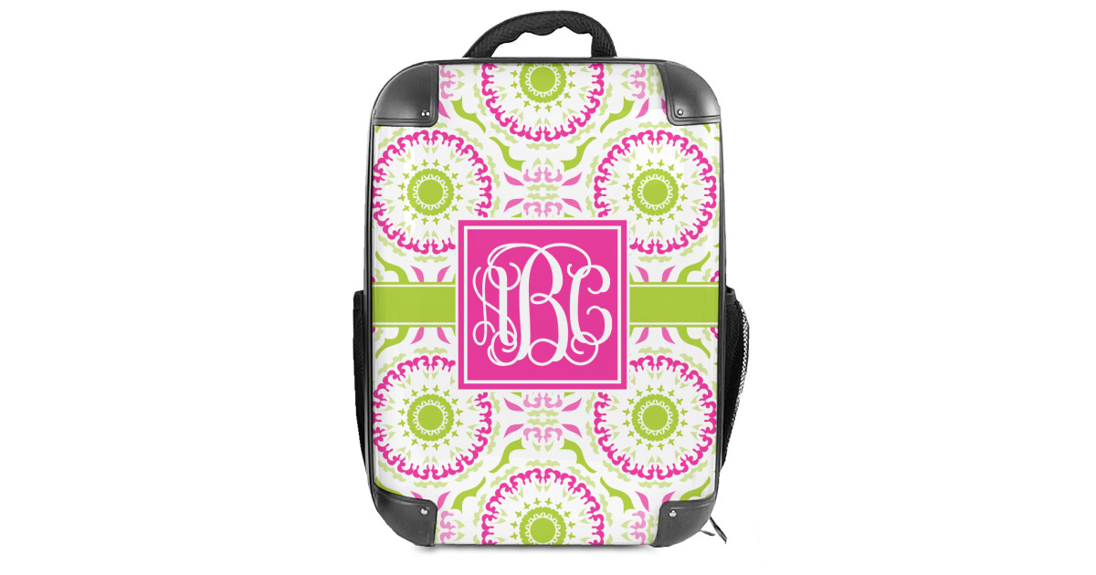 Custom Pink & Green Suzani Hard Shell Backpack (Personalized) | YouCustomizeIt