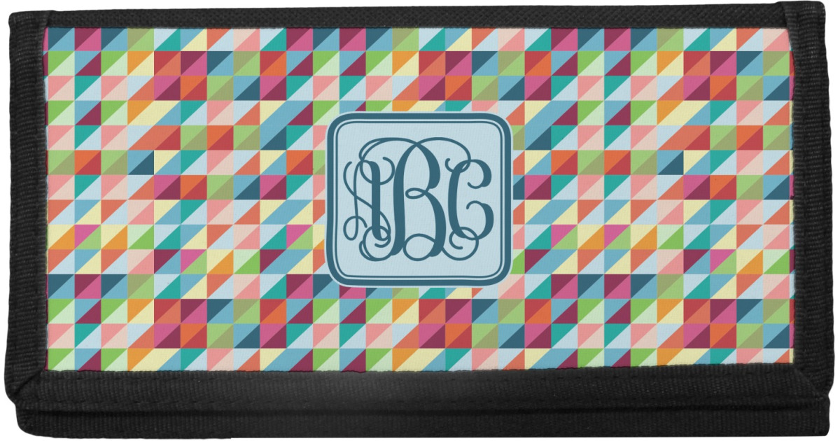 Custom Retro Triangles Canvas Checkbook Cover (Personalized ...