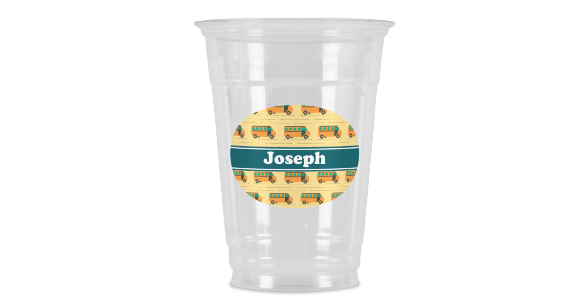 Custom School Bus Party Cups - 16oz (Personalized) | YouCustomizeIt