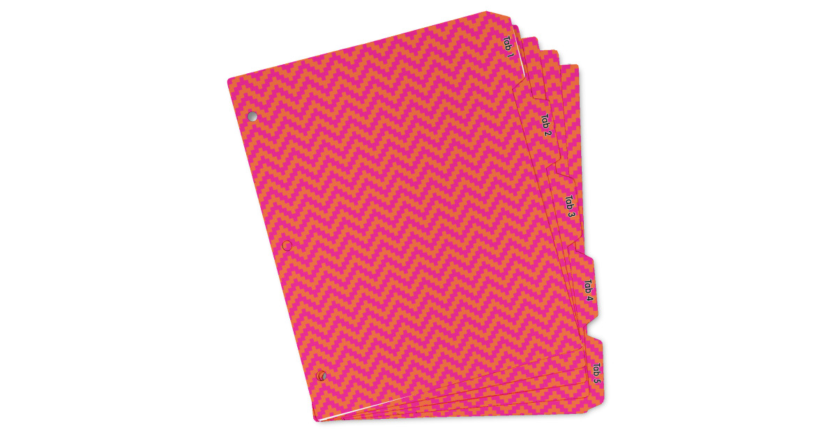 Custom Pink & Orange Chevron Binder Tab Divider - Set of 5 ...