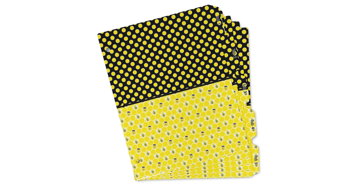 Custom Honeycomb, Bees & Polka Dots Binder Tab Divider - Set of 5 ...
