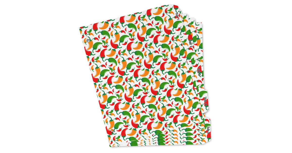 Custom Colored Peppers Binder Tab Divider Set (Personalized ...