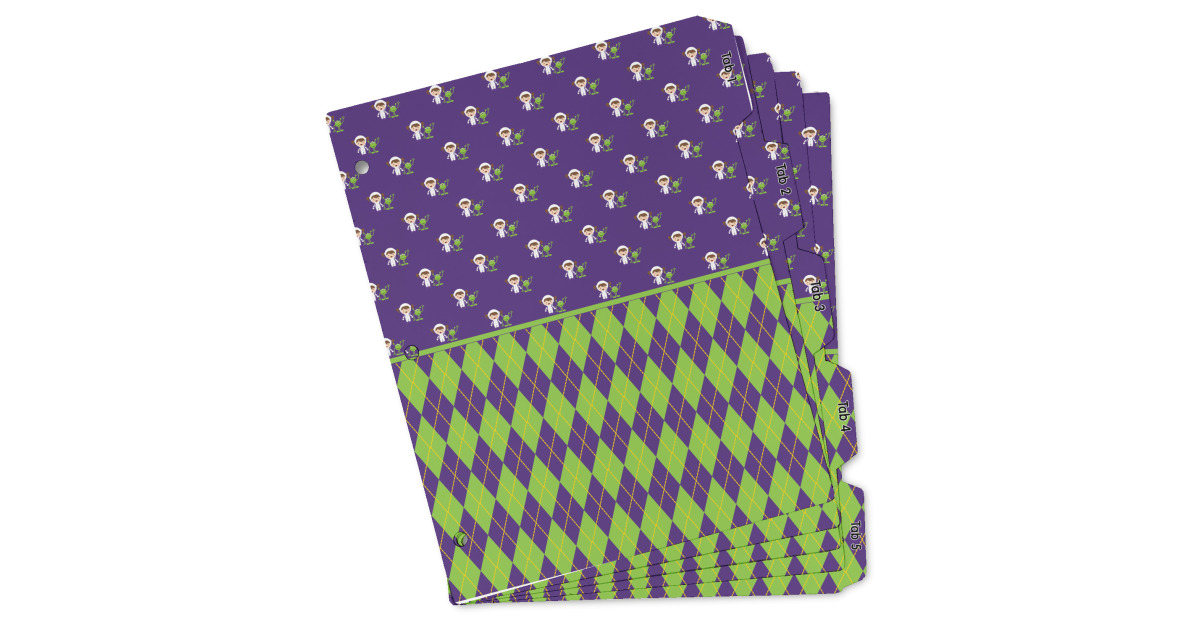 Custom Astronaut, Aliens & Argyle Binder Tab Divider Set (Personalized ...