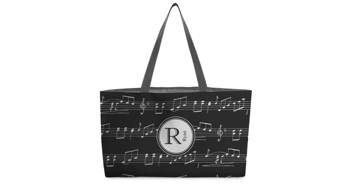 Custom Musical Notes Beach Totes Bag - w/ Black Handles (Personalized ...