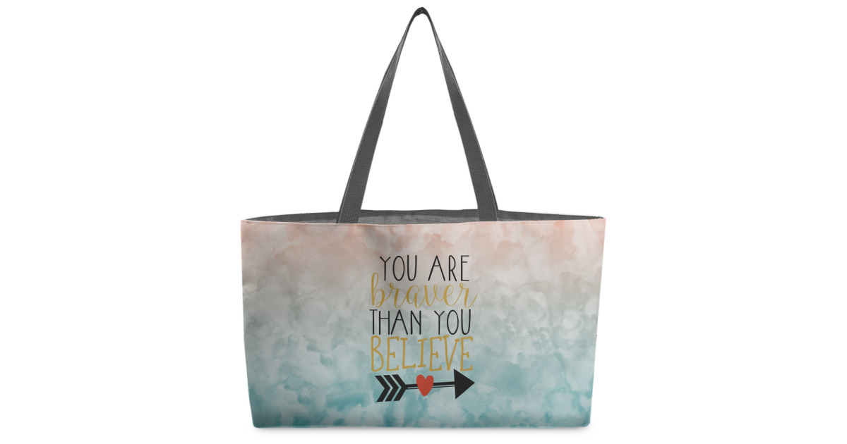Custom Inspirational Quotes Beach Totes Bag - w/ Black Handles ...
