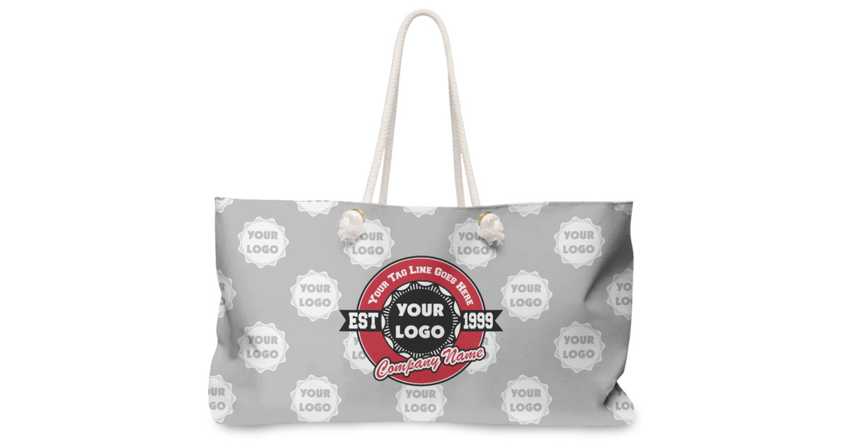 Custom Logo & Tag Line Large Tote Bag with Rope Handles w/ Logos ...