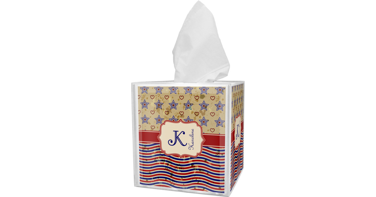 Custom Vintage Stars & Stripes Tissue Box Cover (Personalized ...