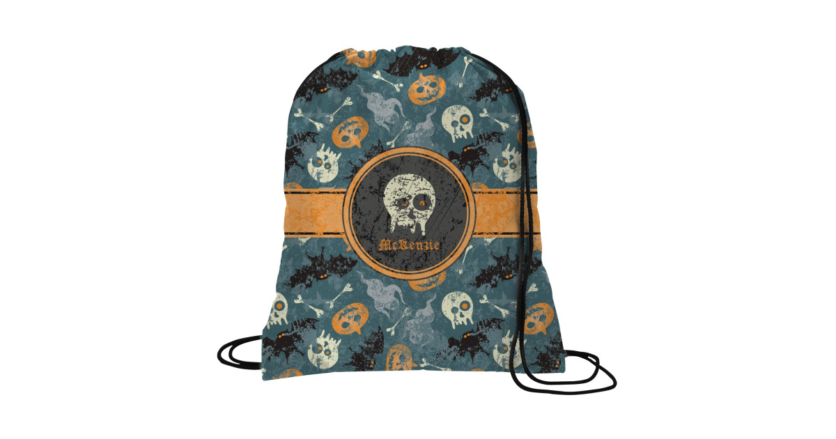 Custom Vintage / Grunge Halloween Drawstring Backpack (Personalized ...