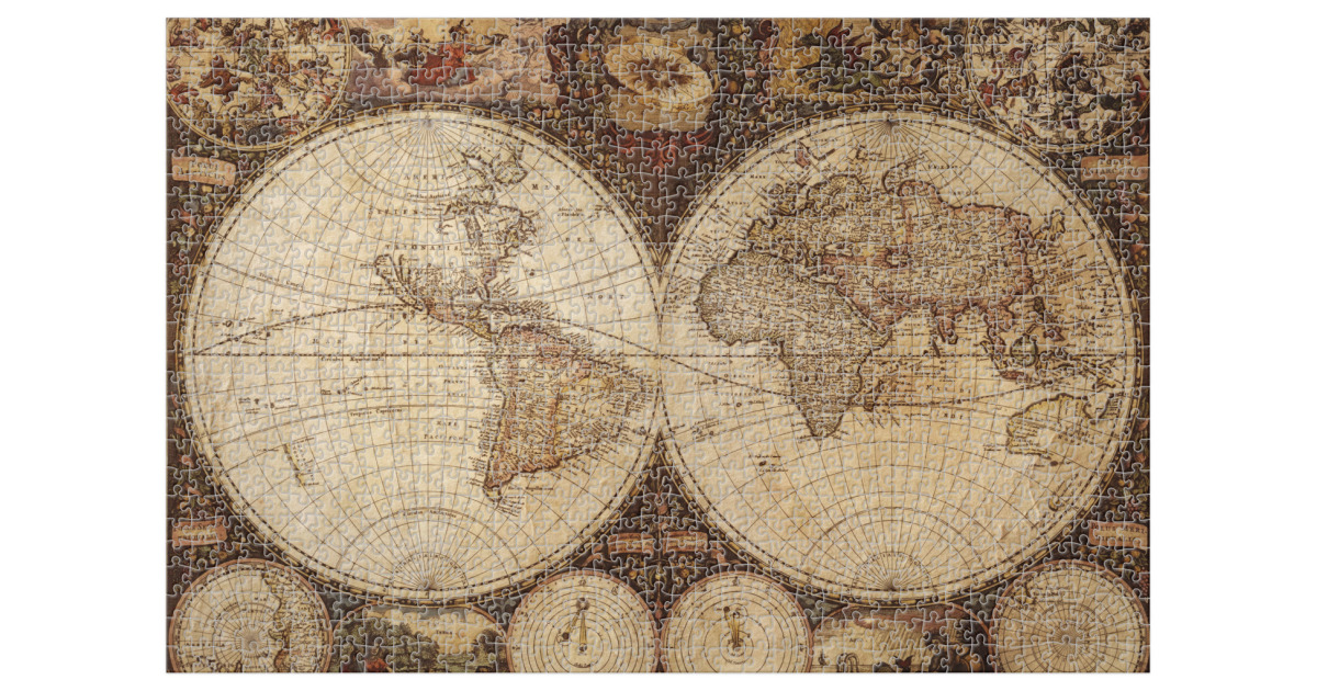 Custom Vintage World Map Jigsaw Puzzle - 1000-piece | YouCustomizeIt