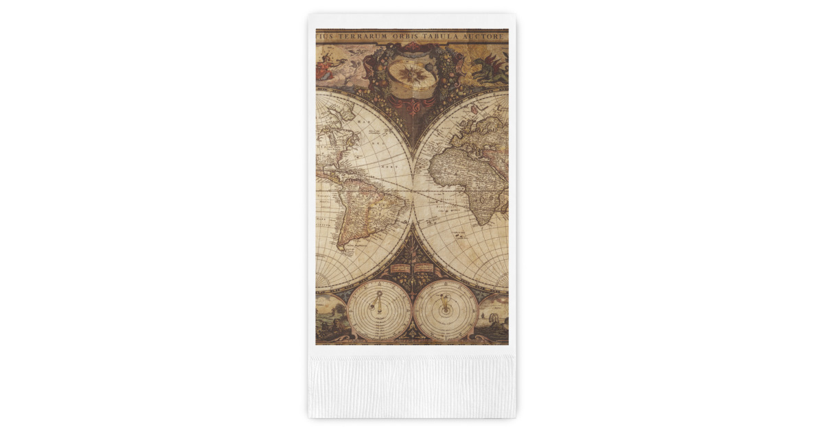 Custom Vintage World Map Guest Towels - Full Color | YouCustomizeIt