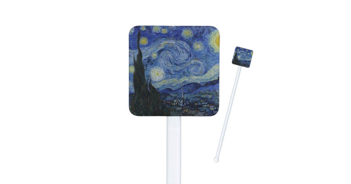 Custom The Starry Night (Van Gogh 1889) Square Plastic Stir Sticks ...