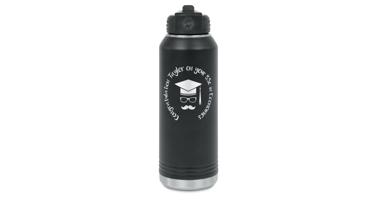 Custom Hipster Graduate Water Bottles - Laser Engraved (Personalized ...