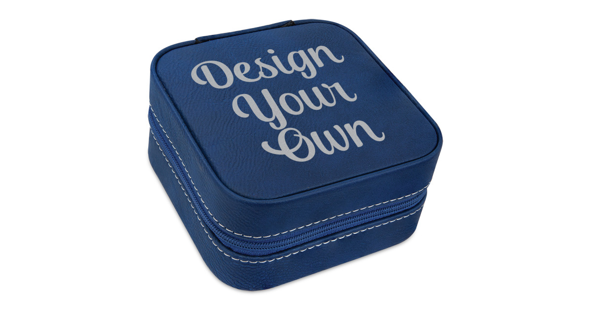 Custom Travel Jewelry Boxes - Navy Blue Leather | Design & Preview ...