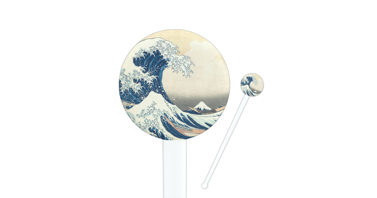 Custom Great Wave off Kanagawa Round Plastic Stir Sticks | YouCustomizeIt