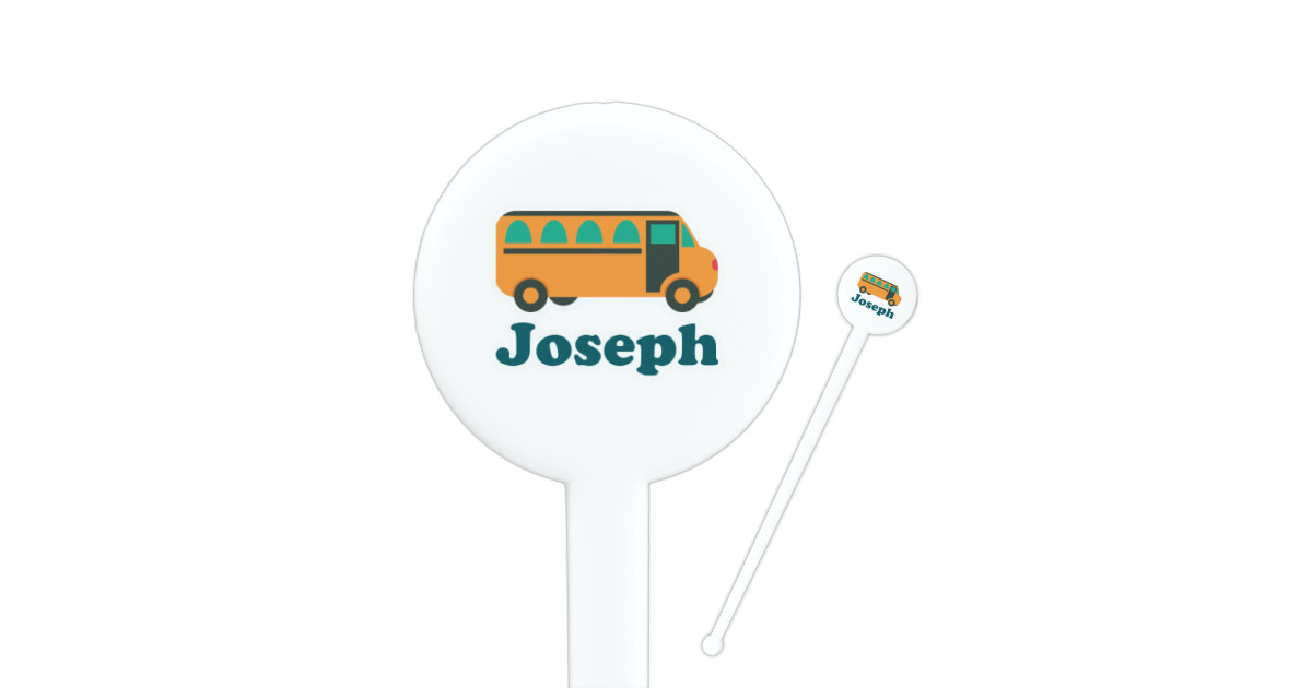 Custom School Bus Round Plastic Stir Sticks (Personalized) | YouCustomizeIt