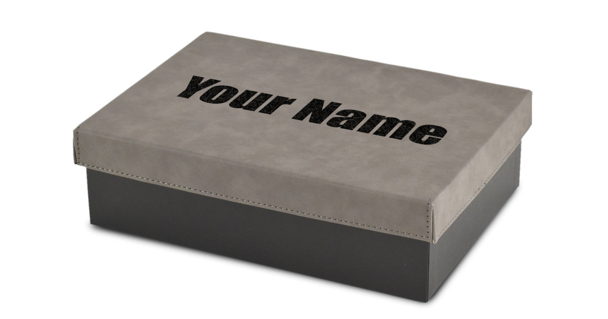 Custom Block Name Gift Boxes w/ Engraved Leather Lid (Personalized ...