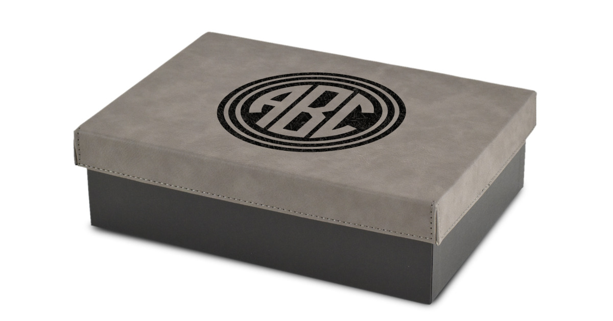 Custom Round Monogram Gift Boxes w/ Engraved Leather Lid (Personalized ...