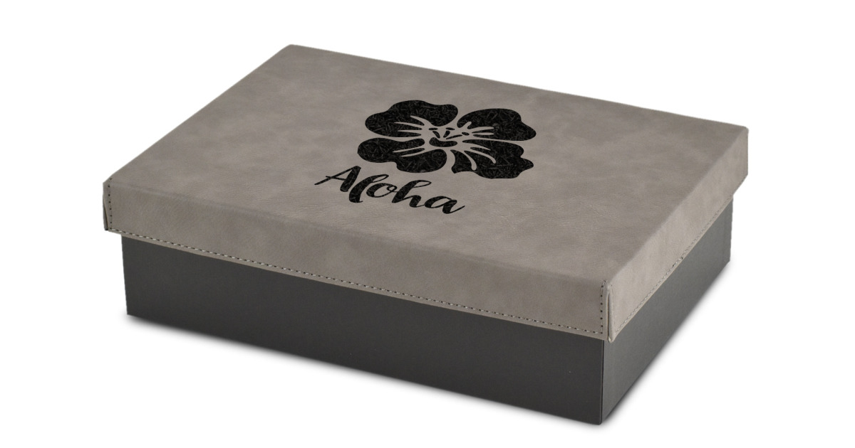 Custom Preppy Hibiscus Gift Boxes w/ Engraved Leather Lid (Personalized ...
