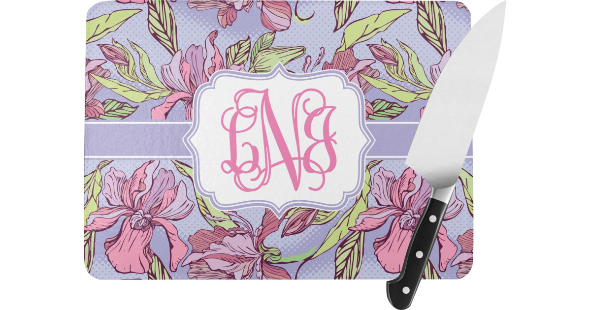 Custom Orchids Rectangular Glass Cutting Board (Personalized ...