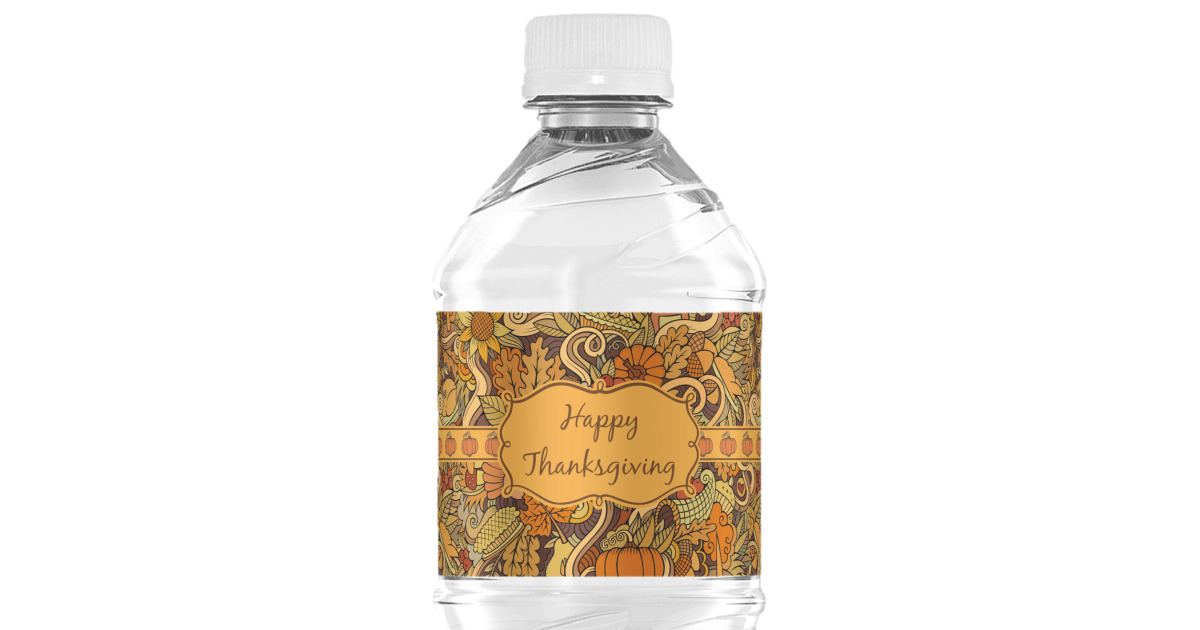 Custom Thanksgiving Water Bottle Labels - Custom Sized | YouCustomizeIt