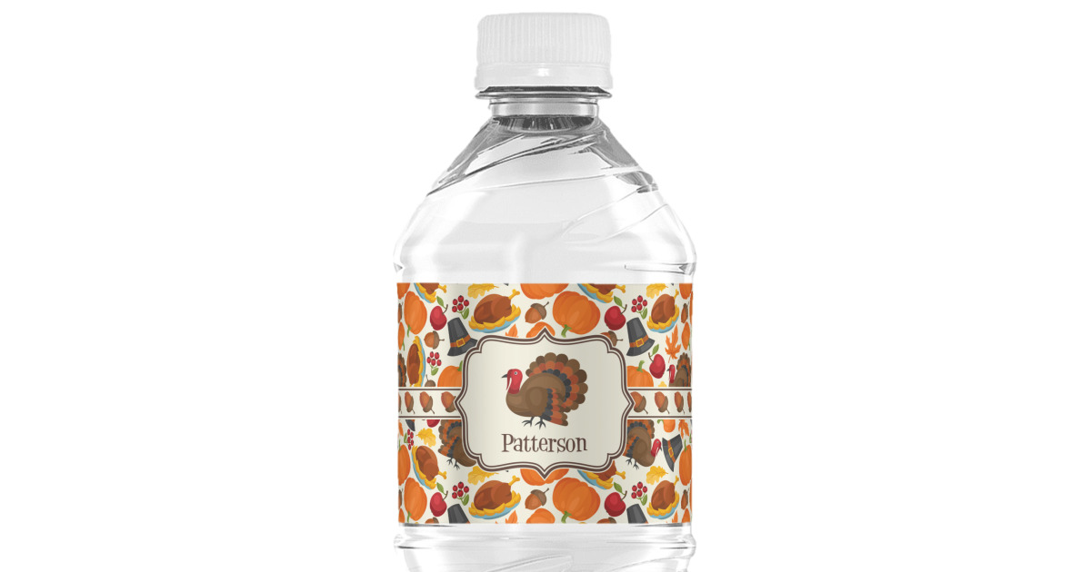 Custom Traditional Thanksgiving Water Bottle Labels - Custom Sized ...