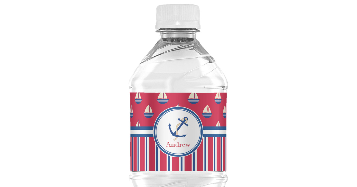 Custom Sail Boats & Stripes Water Bottle Labels - Custom Sized ...